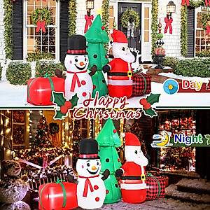 ZOOS Christmas Inflatables Outdoor Decorations 8x5FT Inflatable Christmas Yard Decorations Lighted Inflatable Christmas Tree Snowman Santa Claus Gift Box, Inflatable Outdoor Holiday Yard Decorations