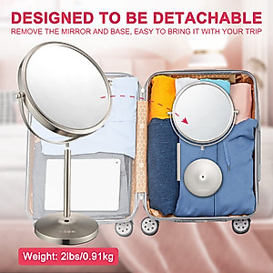 ALHAKIN Magnifying Makeup Mirror, 8-Inch Double Sided Vanity Tabletop Mirror with 10X Magnification, Nickel Finished