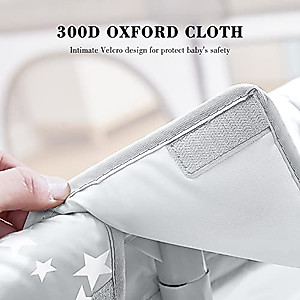 ANGELBLISS Baby Playpen, Large Baby Playard, Play Pens for Babies and Toddlers with Gate, Indoor & Outdoor Play Area for Infants, Kids Safety Play Yard with Star Print (Grey, 50"×50")