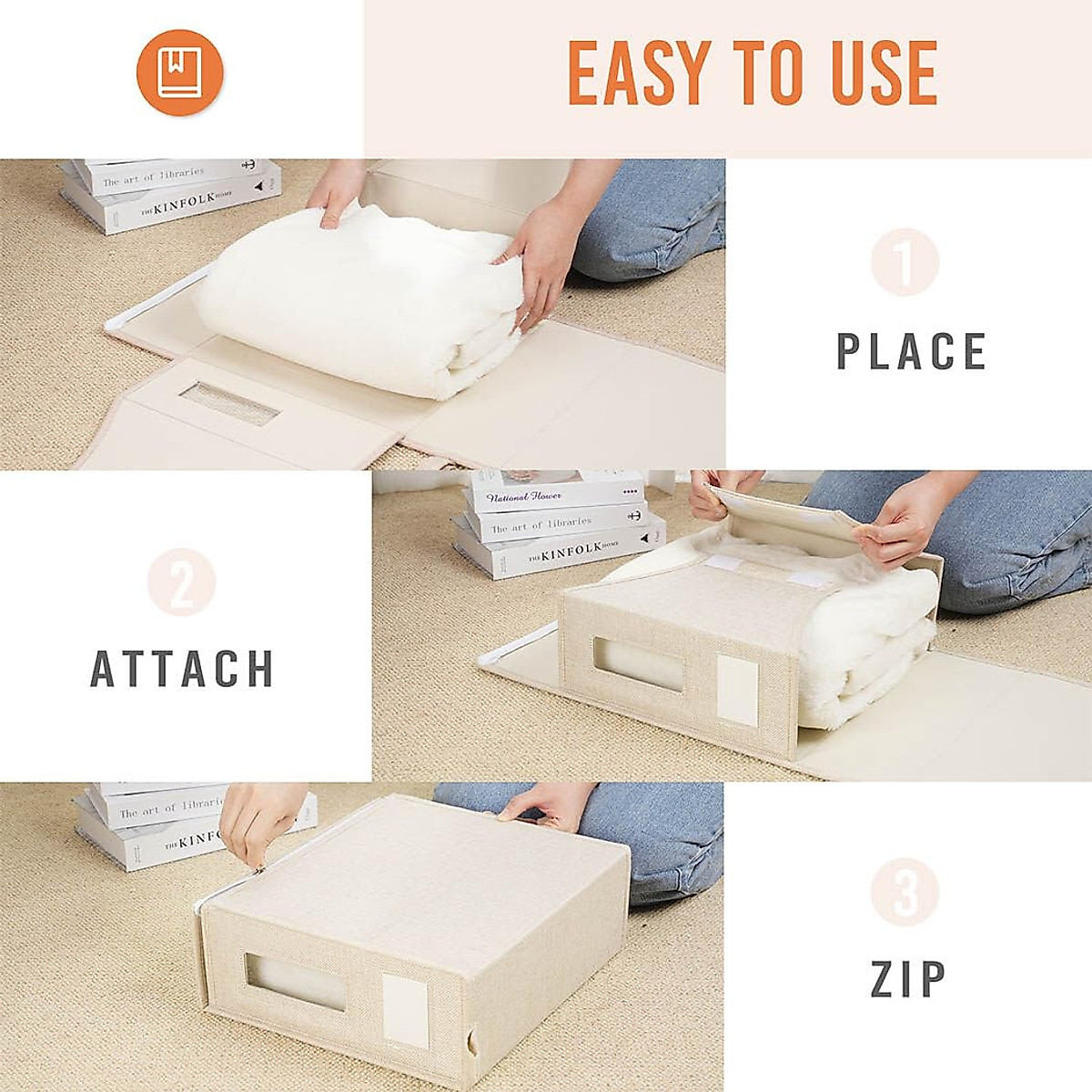 Homaisson 2-Pack Shoe Storage Organizer for Closet, Large Shoe Box Storage + 3 Pack Bed sheet organizers and storage, Foldable Sheet Set Organizers for Linen Closet (Black+Khaki)