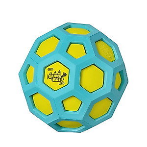Wham-O Pets Superball Geo Squeak l - 4-Inch Soccer-Shaped Dog Ball with Special Squeaker, Easy Grip Grooves, and Durable BPA Free Rubber