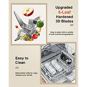 VEWIOR Smoothie Bullet Blender for Shakes and Smoothies 850W, 12 Pieces Personal Blenders for Kitchen with 6 Fins Blender Blade, Smoothie Blender with 2*23 oz To-Go Cups