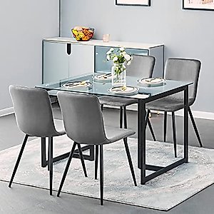 wOod-it Dining Chairs Set of 4, Pre Assembled Velvet Chair Set Upholstered with Metal Legs Modern for Dining Room, Kitchen, 16.9" W x 18.1" D x 34.8" H (Grey)
