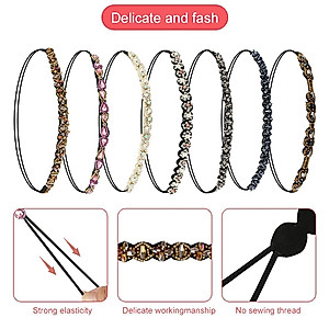 7 Pcs Rhinestone Beaded Headbands, Fashionable Crystal Beaded Elastic hairbands for Women Girls Hair Jewelry Accessories