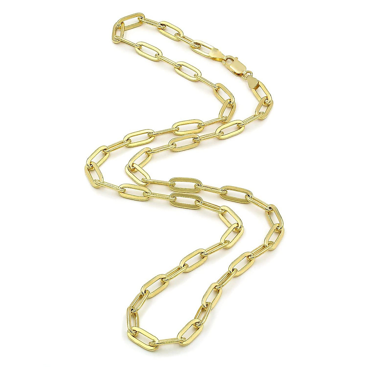 Nuragold 14k Yellow Gold 6mm Paperclip Elongated Rolo Cable Link Chain Bracelet, Womens Jewelry Lobster Clasp 7" 7.5" 8"