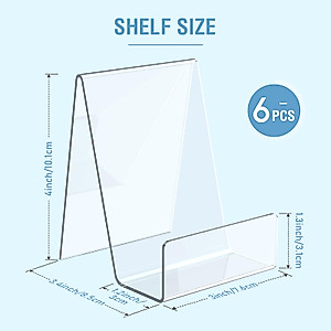 6 Pack Acrylic Book Stand, Clear Easel Stand for Display, Book Display Holder, Display Stand for Album, CD, Magazine, Postcard, Picture, Plate, Artworks, Phone, Tablet