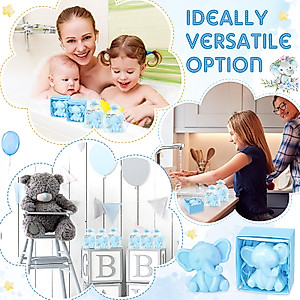 Maxcheck 50 Pcs Baby Shower Elephant Soaps Favors with Organza Bags Thank You Cards Handmade Cute Scented Soap Elephant Decorations Bulk for Guests Girl Boy Baby Shower Gifts Party Souvenirs(Blue)