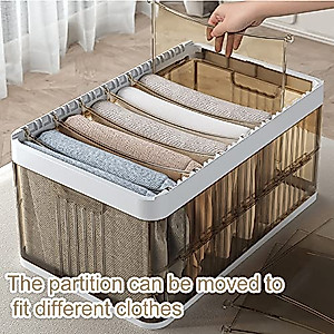 XIYAO 3 Pack Stackable Plastic Storage Bins with Lids, 20 Qt Foldable Cube Closet Organizers and Storage Box with 7 Removable Partitions, Larger Clear Storage Boxes for Clothes, Toys, Blanket