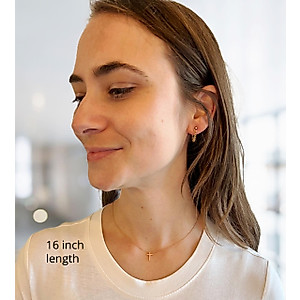 Rose Gold Tiny Cross Necklace, Dainty Cross Necklace, Small Cross Pendant Austin Down to Earth (Adj 16-18 inches)