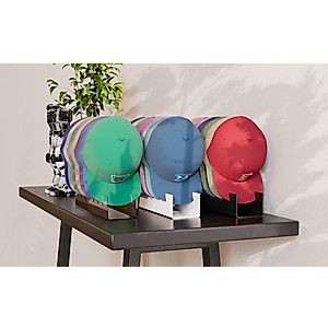 Brim Bunker | Premium Hat Display For Baseball Caps | Pack of 2 | Strong Acrylic Cap Rack For Closet, Bedroom, Dresser | Holds Up To 14 Caps | Mounts On Wall | Hat Organizer For Wall (Black, 14 Slots)