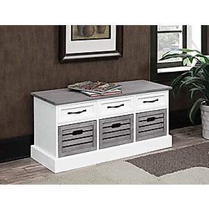 Coaster Home Furnishings Alma 3-Drawer Storage Bench White and Weathered Grey