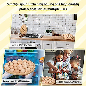 Reversible Wood Deviled Egg Platter and Charcuterie Board Thicken Size Egg Holder Countertop Refrigerator Egg Containers for Easter Egg Deviled Egg Board (Egg Shape)