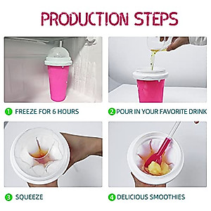 CHAOMIC 2PCS Slushie Cup, Magic Slushy Maker Squeeze Cup Smoothie Cups With Lids And Straws For Kids & Adults