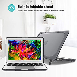 ProCase MacBook Pro 13 Case 2019/2018/2017/2016 Release with/Without Touch Bar A2159 A1989 A1706 A1708, Heavy Duty Hard Shell Protective Cover with Fold Kickstand for Apple MacBook Pro 13” –Grey