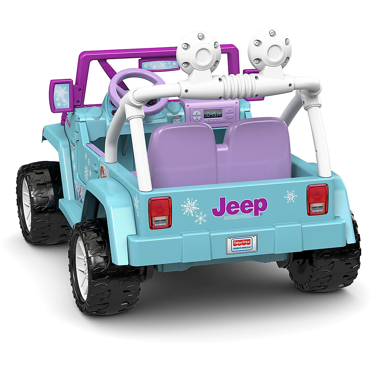 Power Wheels Disney Frozen Jeep Wrangler Ride-On Battery Powered Vehicle with Music Sounds & Storage, Preschool Kids Ages 3+ Years​, Baby Blue/Purple
