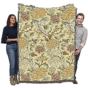Pure Country Weavers William Morris Cray Butterscotch Blanket - Arts & Crafts - Gift Tapestry Throw Woven from Cotton - Made in The USA (72x54)