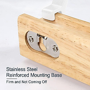 Generic Moderm Wall-Mounted Coat Hook Rail with 5 Double Hooks, 15-Inch Aluminum and Metal for Coats, Hats, Towels, and Robes (White). Natural Wood (Lacquer Coating); Hook: Aluminum (x 5)