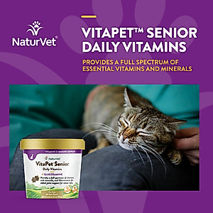 NaturVet VitaPet Senior Daily Vitamins for Cats Plus Glucosamine, Specifically Formulated to Provide Essential Minerals, 90 g, 60 Count