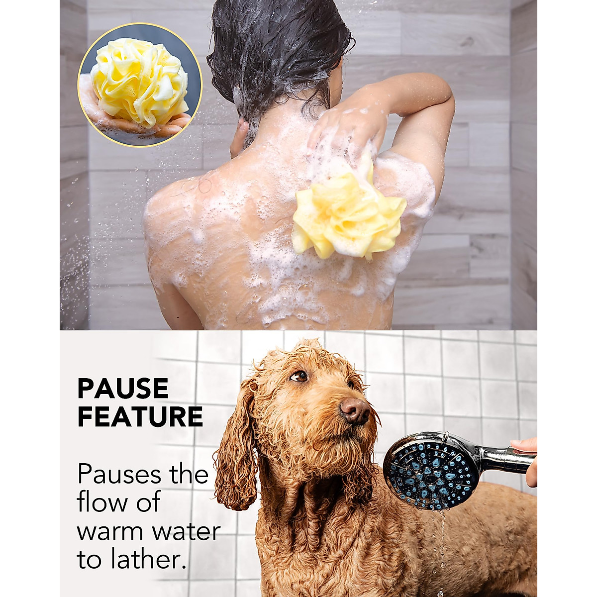 Veken Shower Head with Handheld, 9 Spray Modes Showerhead, High Pressure Water Flow, Multi Sprayer Function Rainfall, Extra 70'' Long Hose Extension, Adjustable Rain Heads Chrome