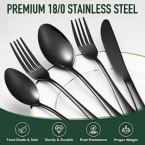 21-Piece Black Silverware Set with Organizer Tray Stainless Steel Cutlery Utensil Set Kitchen Spoons and Forks Set Tableware Set Heavy Duty Flatware Set Service for 4 Forks Spoons and Knives Set