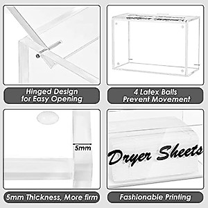 modacraft Acrylic Dryer Sheet Holder Dispenser with Hinged Lid, Fit Up to 160 Sheets Fabric Softener Sheets Clear Dryer Holder Container, Storage Box for Laundry Laundry Storage Containers and Decor