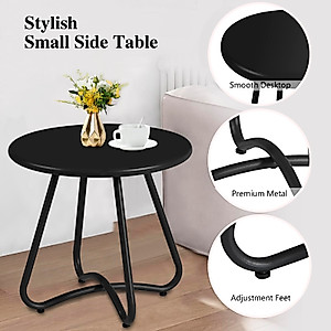 YIYAN Outdoor Side Tables, Resistant Steel Patio Side Table,Small Round End Table for Patio Balcony Porch Garden (Black)