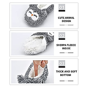 DICUIRD Womens Slipper Socks Low Cut Comfy&Warm Animal Non-skid Bedroom Slippers(Owl, 8-10)