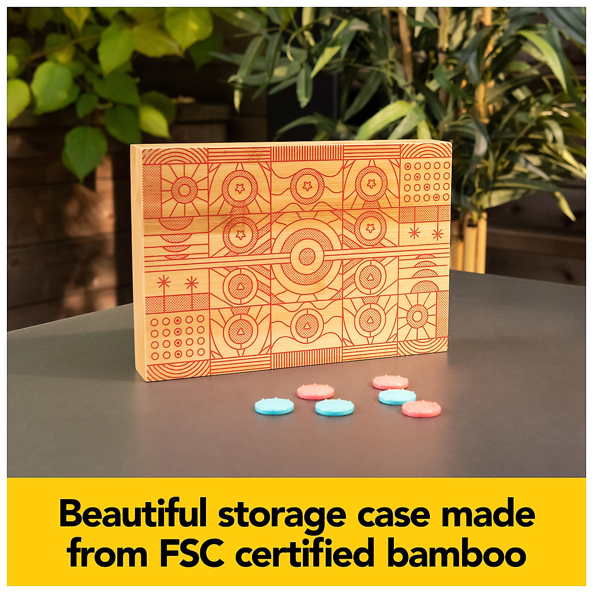 Mindful Classics, Four in a Row Family Board Game with Bamboo and Recycled Plastic Earth Day Eco-Friendly Products, for Adults and Kids Ages 8 and up