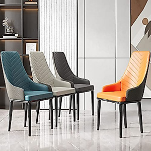 ANDGRO Kitchen Dining Room Chairs Modern Dining Chairs Set of 6 with Soft PU Leather Cover Cushion Seat and Metal Legs Living Room Side Chairs (Color : Light Grey)