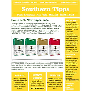 SOUTHERN TIPPS RED PACK HERBAL CIGARETTES - Tobacco & Nicotine Free, Proprietary Botanical Blend, Smooth Smoking Experience, Non-Addictive - 20 Sticks