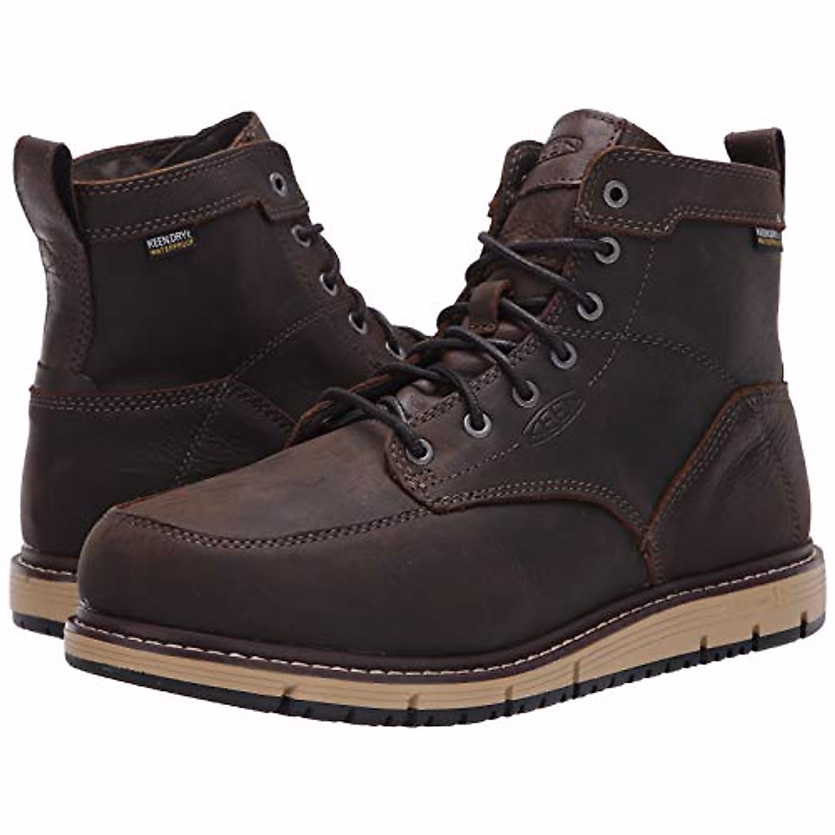 KEEN Utility Men's San Jose 6” Alloy Toe Waterproof Wedge Work Boots, Cascade Brown/Black, 12 2E (Wide) US