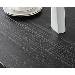 Kmax Dining Table Farmhouse Wood Kitchen Table Rectangular Table for Living Room,Dining Room,59”x35.5”x30” Inches,Black