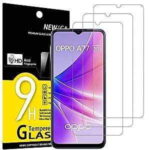 NEW'C [3 Pack] Designed for OPPO A77 5G, OPPO A57 4G, A57s Screen Protector Tempered Glass, Case Friendly Ultra Resistant