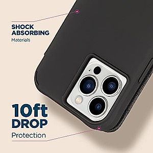 Case-Mate Wallet Folio iPhone 13 Pro Case - Black [10FT Drop Protection] [Compatible with MagSafe] Flip Folio Shockproof Cover Made with Genuine Pebbled Leather, Landscape Stand, Cash & Card Holder
