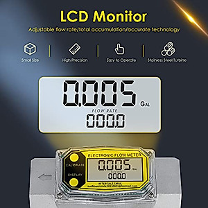 CGOLDENWALL 2-Inches Water Meter Turbine Fuel Flow Meter Digital Flowemeter for Diesel Kerosene, Flow Rate Metering Range 15-158 GPM, Al-Alloy Made