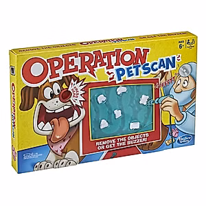 Operation Pet Scan Board Game for 2 or More Players, Kids Ages 6 and Up, with Silly Sounds, Remove The Objects or Get The Buzzer
