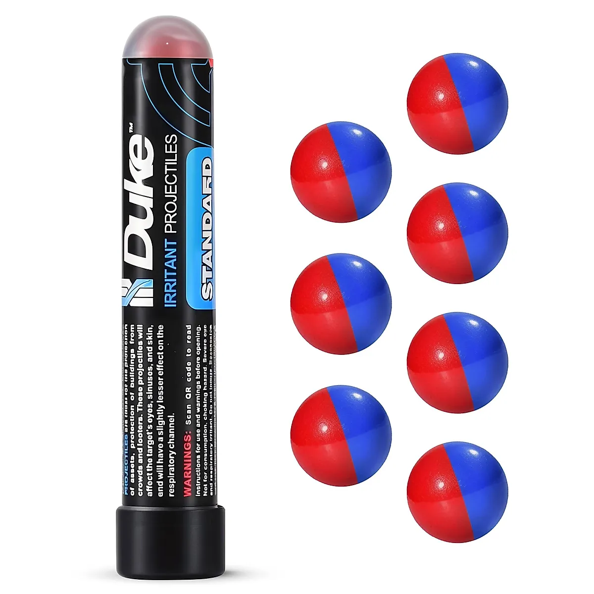 Duke Standard 68 Caliber Self Defense Balls - Pepperspray Balls, 68 Caliber Projectiles, .68 Caliber Defense Balls, 68 Cal Ammo Pepper Gas Spray Rounds, Pepper Ammo Ball, 7 Count Tube - 1% PAVA+1% CS