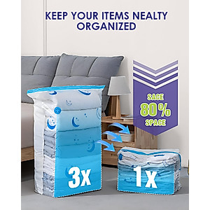 Vacuum Storage Bags, 5 Pack Large Size (32"x22") Reusable Vacuum Compression Space Saving Bag for Clothes, Mattress, Blankets, Duvets, Pillows, Comforters, Quilts, Dresses, Travel