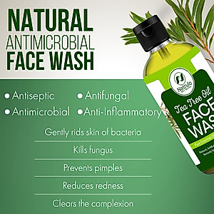 Tea Tree Oil Face Wash, 4oz – Tea Tree Soap Natural Skin Cleanser – Pure Essential Oil Infused Skincare Cleansing Face Soap, Made in USA