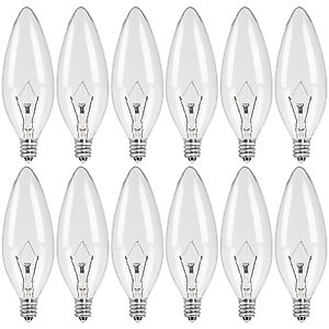 COLWATT 12-Pack E12 Candle Light Bulbs 40W Warm White 2500K, 380 Lumen Dimmable Chandelier Light Bulbs for Ceiling Fan, Pendants or Outdoor, B10 Clear Candelabra Base Bulbs