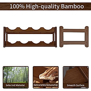 Bamboo Wine Rack, 2-Tier 8-Bottle Freestanding Display Wine Organizer Storage Shelf Table Top Countertop tle Cabinet Wine Holder for Kitchen Dining Living Room Bar Pantry Wine Cellar Basement