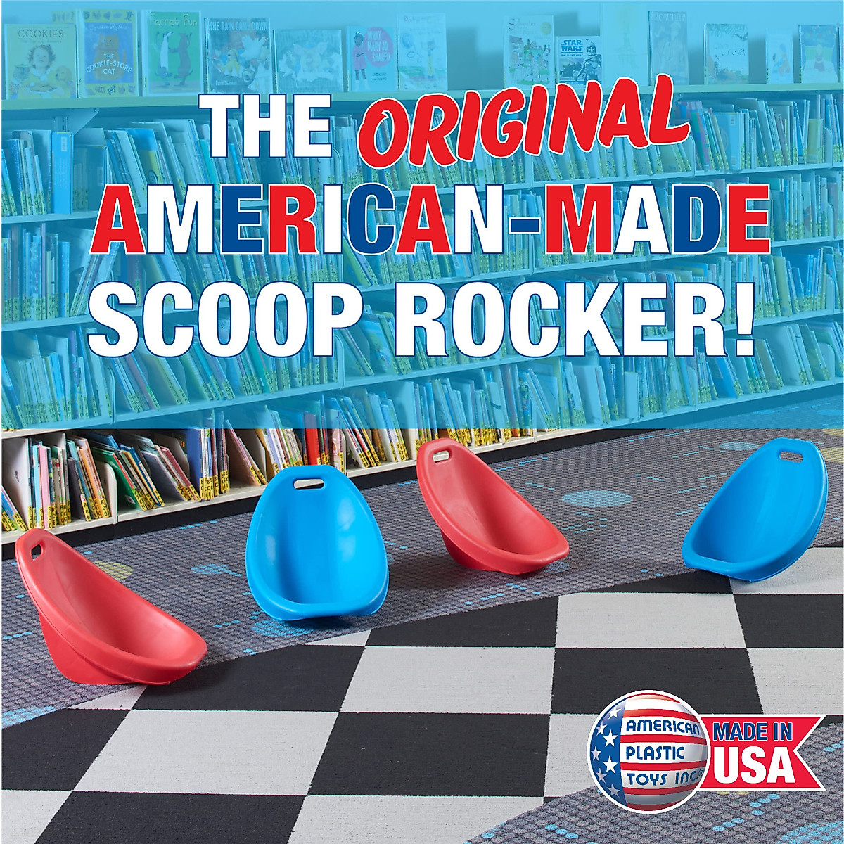 American Plastic Toys Little Kids (2-Pack, Blue), Stackable, Lightweight, & Portable, Reading, Gaming, TV, Outdoor & Indoor, 50lb Max Scoop Rocker