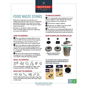 Behrens Activated Charcoal Filter Set for Kitchen Compost Bin (4 Pack)