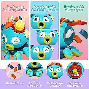 BLUEYAK Octopus Baby Toys, Musical Crawling Toys with Music & Light 12 in 1 Baby Activity Cube Toy Tummy Learning & Education Toys Baby Sensory Toys Walkers for Babies Infant Toys for Boy Girl Gifts