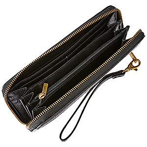 Fossil Logan Leather Zip Around, Black