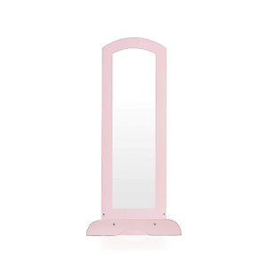 Guidecraft See and Store Dress-up Center – Pink: Pretend Play Costume Storage Wardrobe for Kids with Mirror & Shelves, Armoire with Bottom Tray, Toddlers Room Furniture