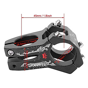 Yosoo Health Gear Bike Stem, Wake Bike Stem, 31.8 Stem Road Bike, Mountain Bike Stem, Bar Stem, Handlebar Stem Riser for, Mountain Bike, Road Bike, BMX (Black)