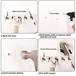 QTJH broom and mop holder wall mounted Storage cleaning Tools Commercial Mop Rack closet organizer tool hanger for Kitchen Garden laundry room and Garage,Handles Up to 1.41-Inches (write, one 5slots)