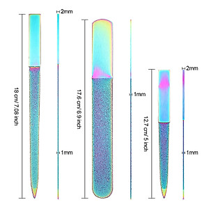 Mudder 3 Pieces Diamond Nail File Set for Women Men Stainless Steel Double Side Fingernail File Metal Sapphire Buffer Manicure Tool Natural Emery Boards Fingernail Care for Salon Home and Travel Use