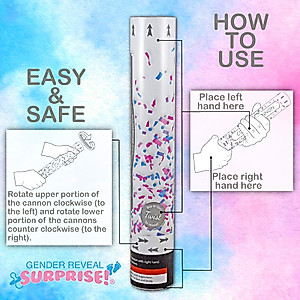 Gender Reveal Surprise Powder Cannons Bundle, 16 Inch, Non-Toxic, 2 Blue Powder Dispensers Plus 8 Free Gender Reveal Party Balloons Decorations